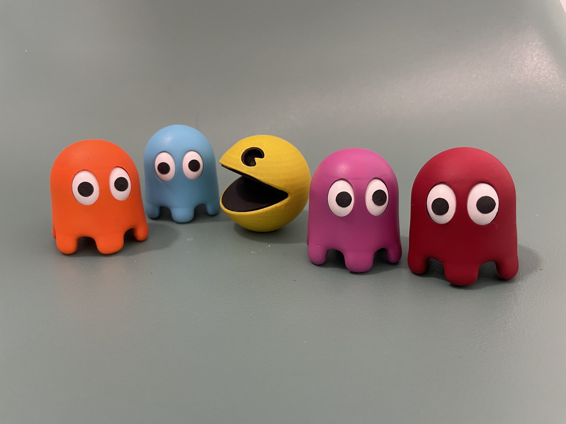 Pac-Man 5 Figures set 3D Printed Hand Painted - Printoutbox